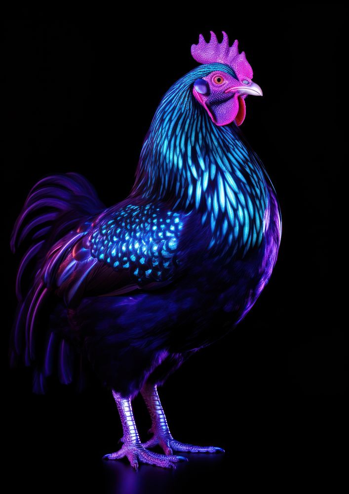 Neon Hen chicken poultry animal. | Premium Photo Illustration - rawpixel