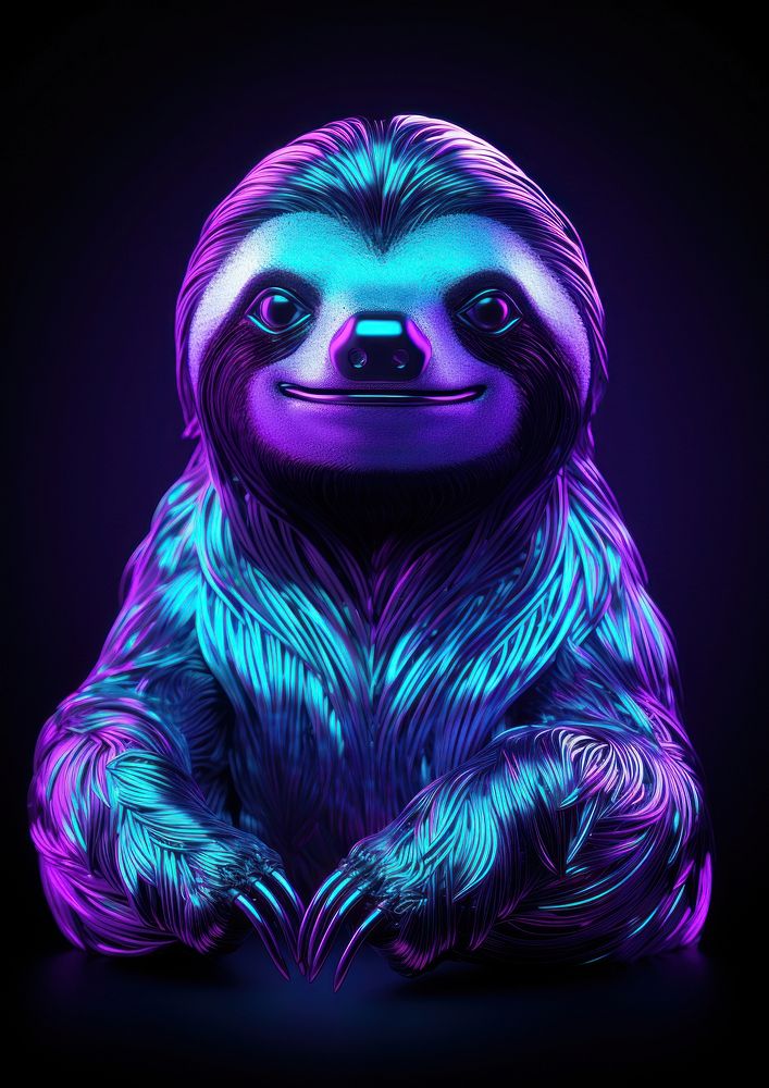 Neon sloth wildlife animal mammal. | Premium Photo Illustration - rawpixel