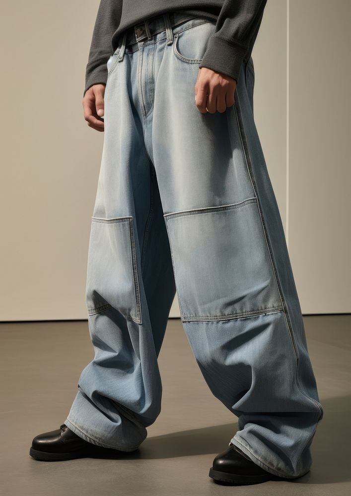 Mid-rise rigid jeans five-pocket design | Free Photo - rawpixel