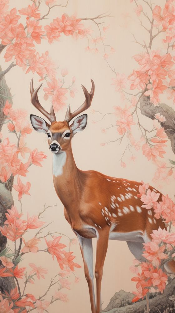 Drawing deer wallpaper wildlife painting. | Premium Photo Illustration ...