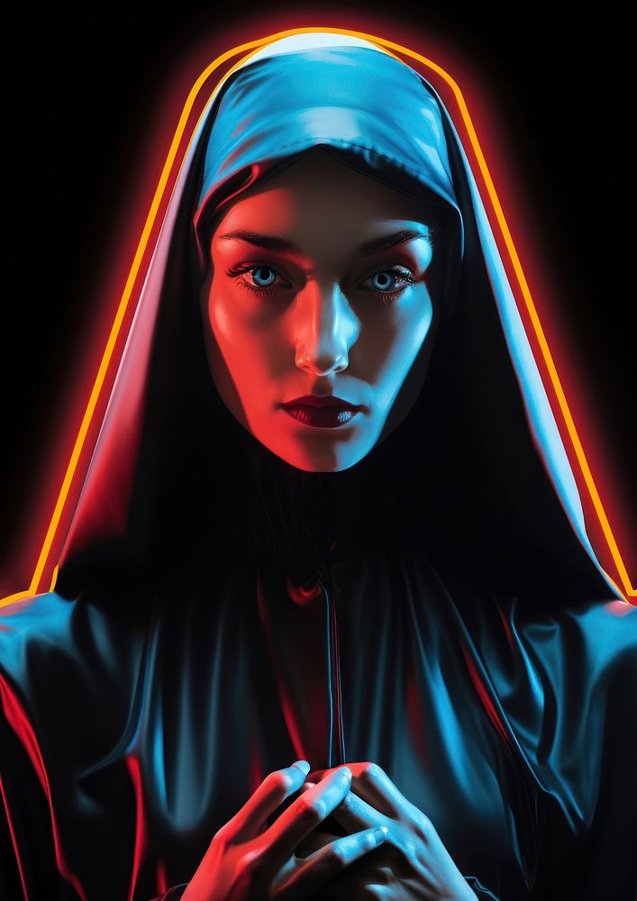 The nun portrait glowing adult | Free Photo Illustration - rawpixel