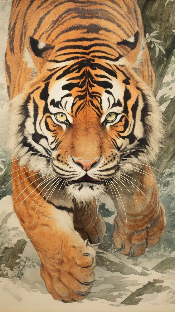 Traditional japanese tiger wildlife animal | Premium Photo Illustration ...