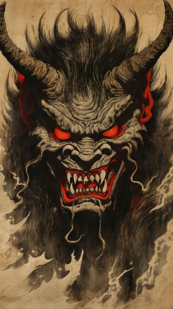Fiery demonic face with horns | Free Photo Illustration - rawpixel
