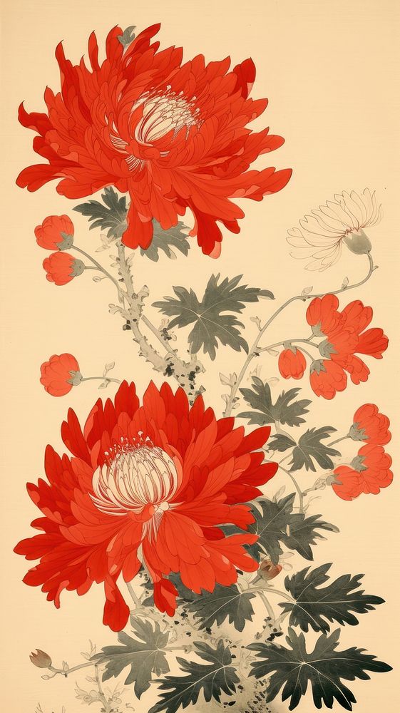 Traditional japanese flowers pattern plant | Free Photo Illustration ...