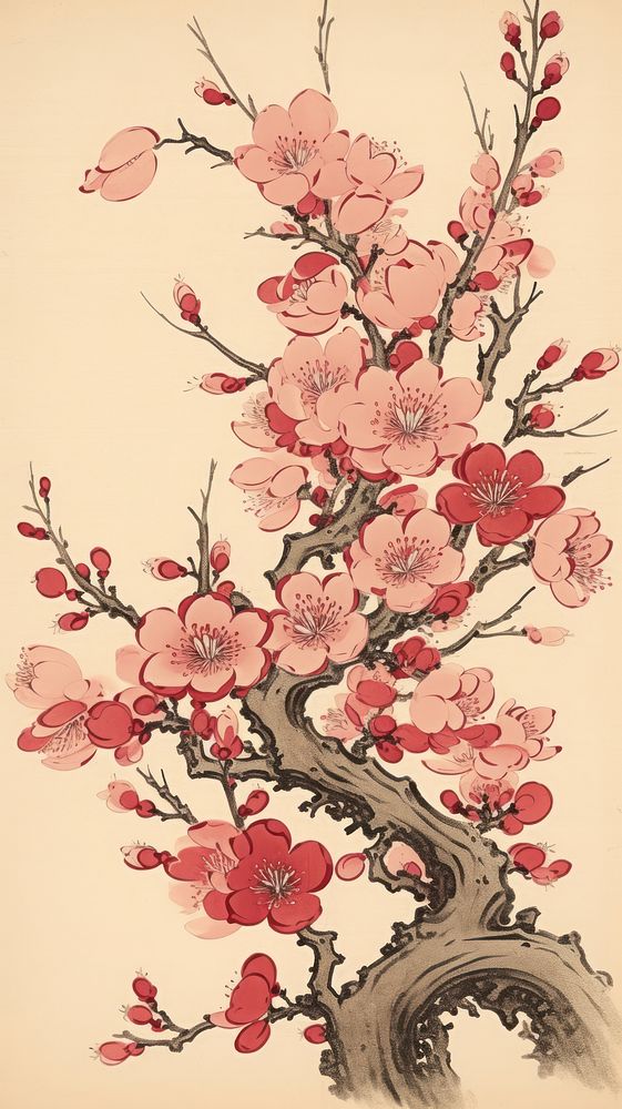 Traditional japanese sakura blossoms pattern | Free Photo Illustration ...