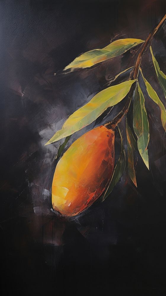 Acrylic paint mango painting plant | Free Photo Illustration - rawpixel