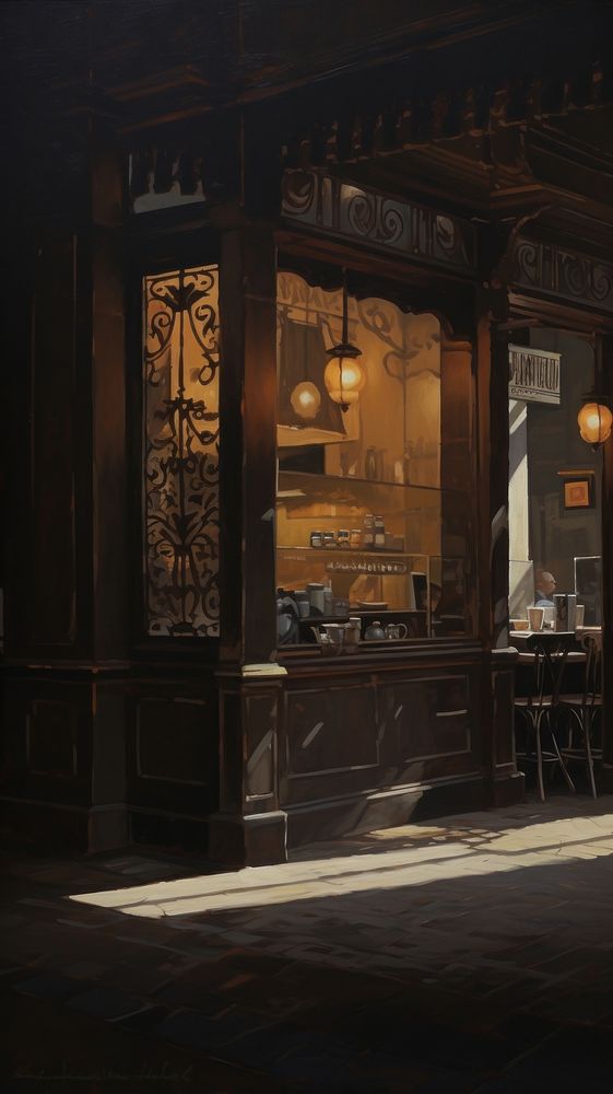 Acrylic paint coffee shop restaurant | Free Photo Illustration - rawpixel