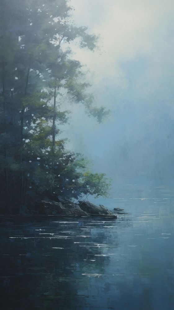 Acrylic paint lake outdoors painting | Premium Photo Illustration ...