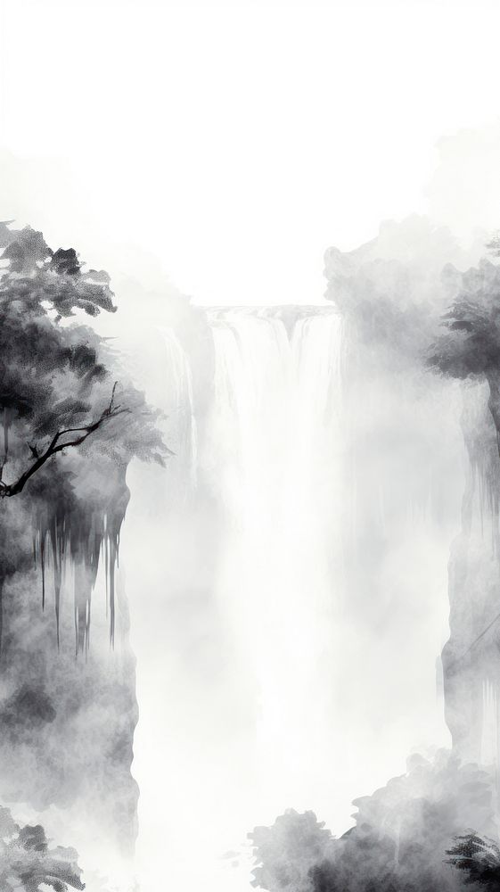 Waterfall wallpaper backgrounds outdoors drawing. | Free Photo ...