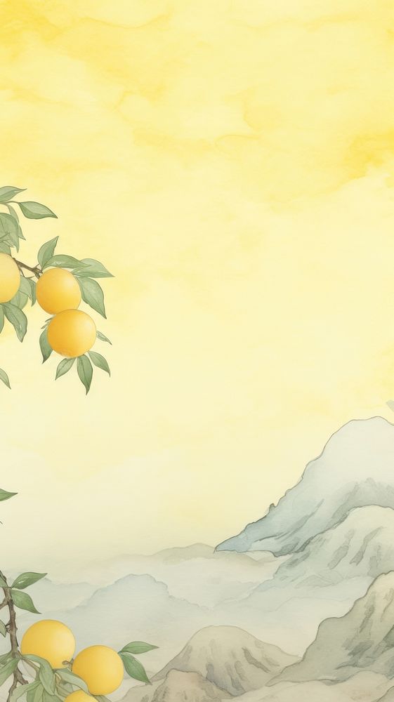 Lemon scenery wallpaper painting plant | Free Photo Illustration - rawpixel