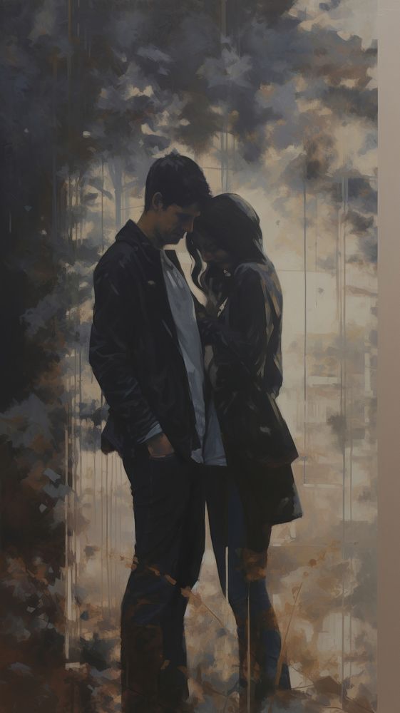 Acrylic paint couple painting kissing | Premium Photo Illustration ...