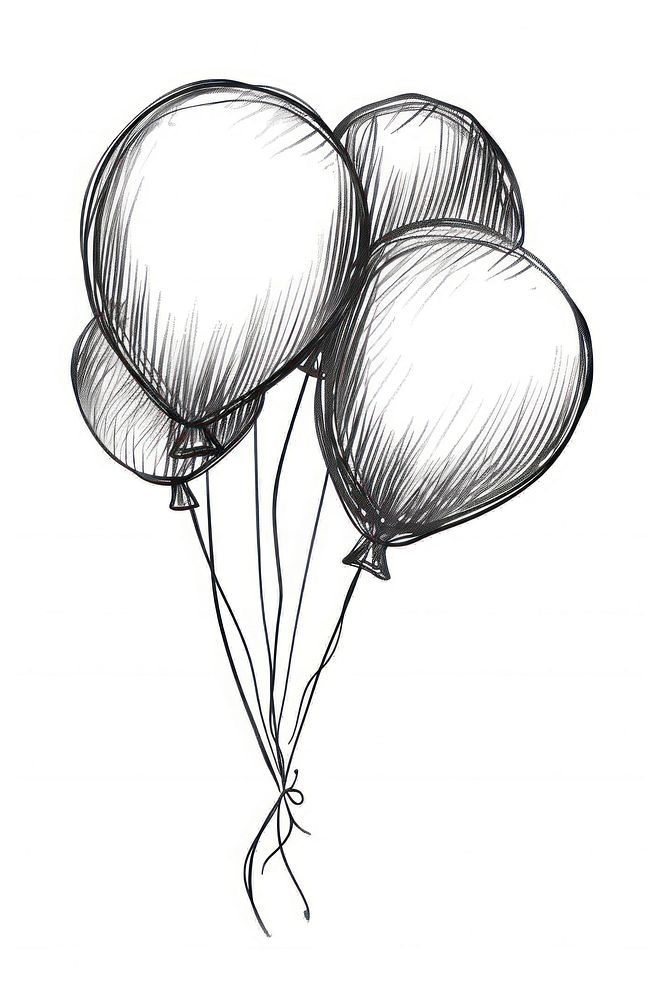 Balloons balloon drawing sketch. | Free Photo Illustration - rawpixel