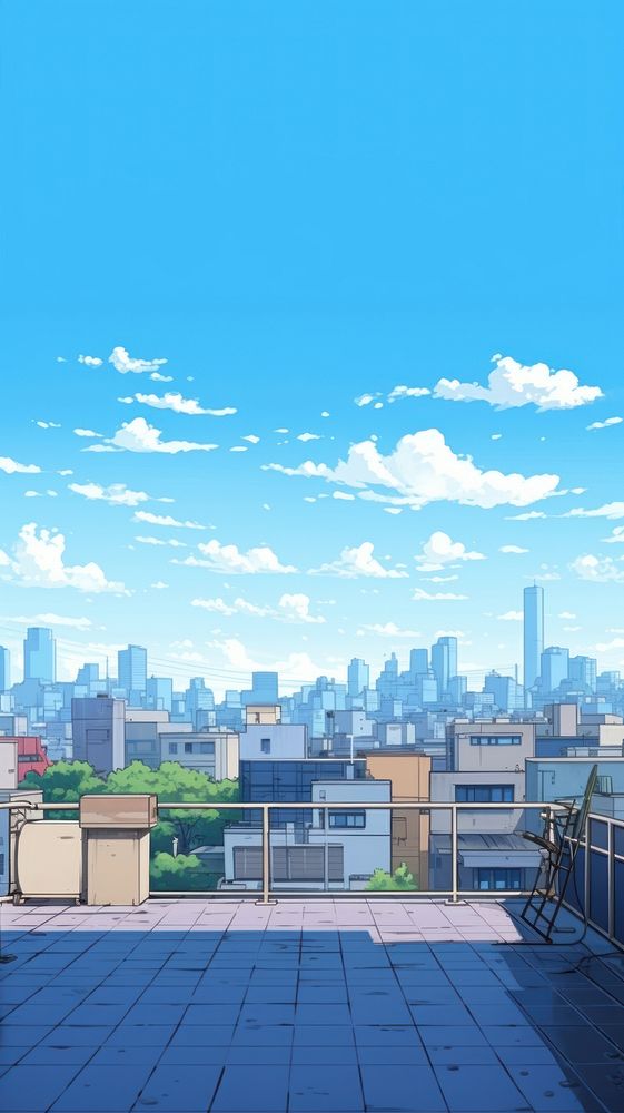 Cityscape rooftop anime sky | Premium Photo Illustration - rawpixel