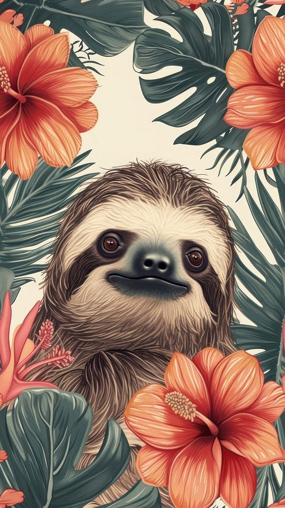 Realistic vintage drawing sloth wildlife | Premium Photo Illustration ...