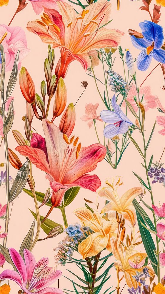 Realistic vintage drawing spring flowers | Premium Photo Illustration ...