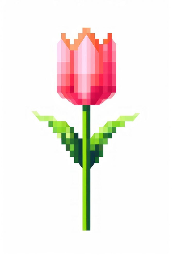 Tulip pixel blossom flower plant. | Free Photo Illustration - rawpixel