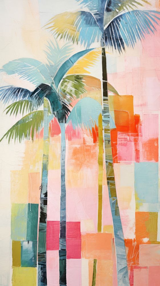 Coconut trees abstract painting plant. | Premium Photo Illustration ...