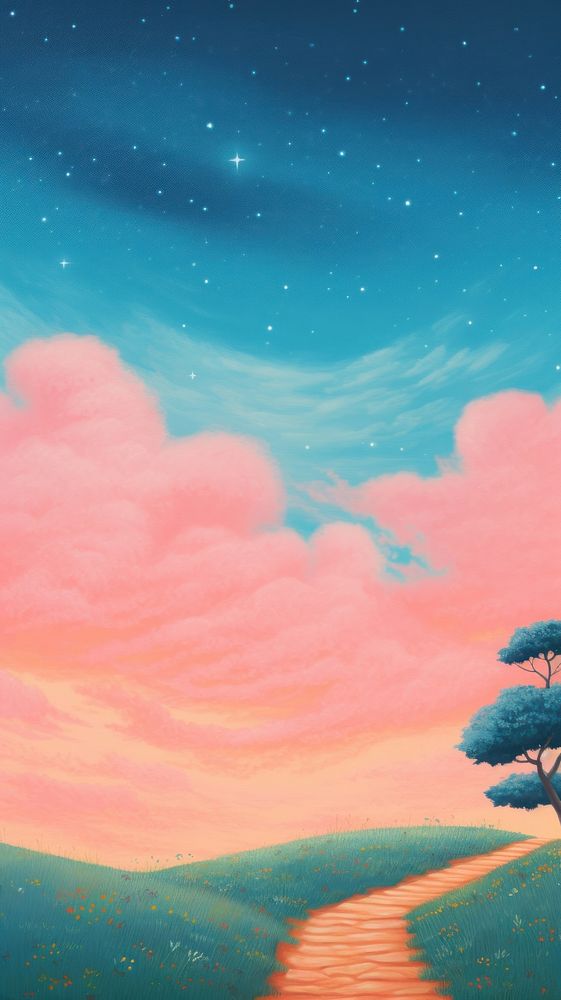 Cute pink sky backgrounds landscape | Free Photo Illustration - rawpixel