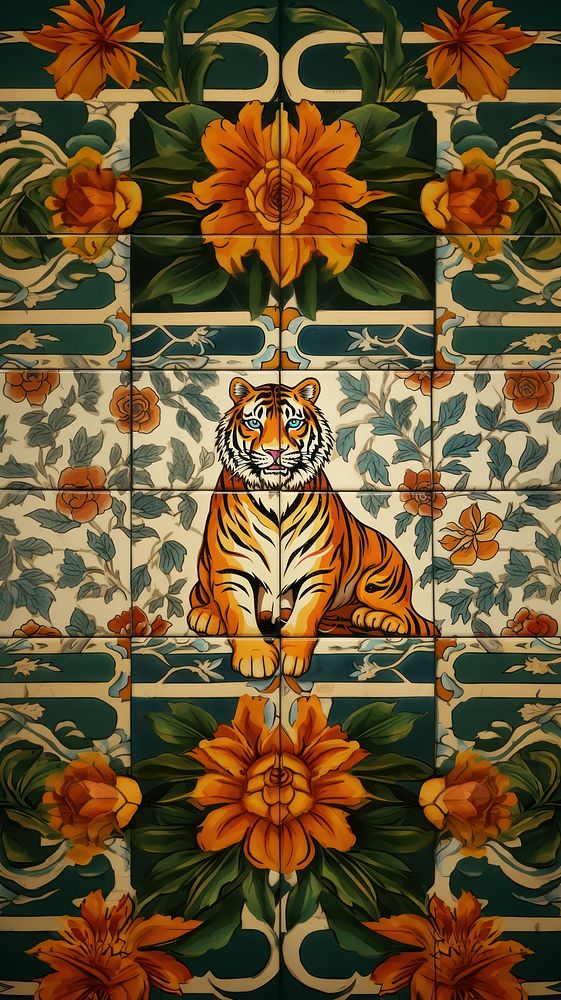 Tiger tiles pattern backgrounds animal. | Premium Photo - rawpixel