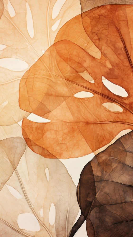 Brown monstera abstract shape leaf | Free Photo Illustration - rawpixel