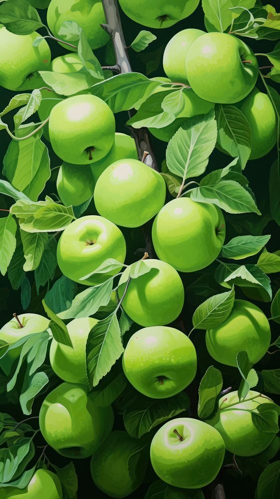 Beautiful green apple wallpaper fruit | Premium Photo Illustration ...
