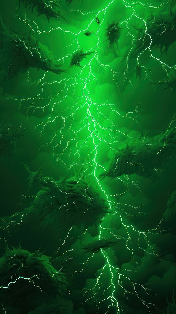 Green lightning thunderstorm nature night. | Premium Photo Illustration ...