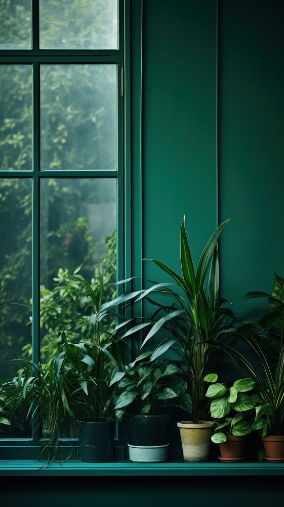 Green Aesthetic Wallpaper windowsill plant | Premium Photo - rawpixel