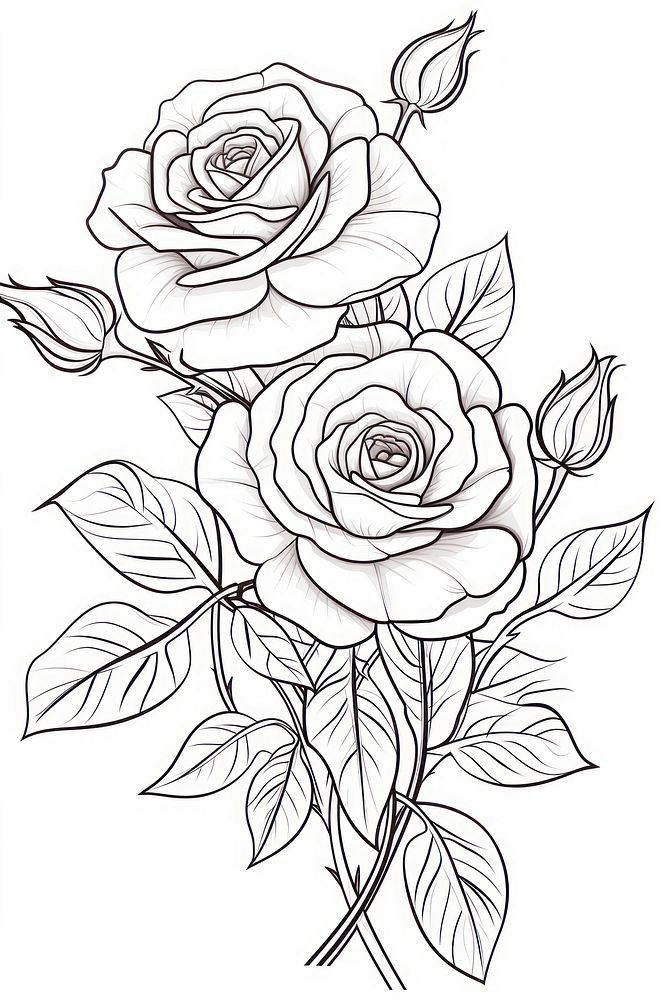 Rose bouquet sketch pattern drawing. | Free Photo Illustration - rawpixel