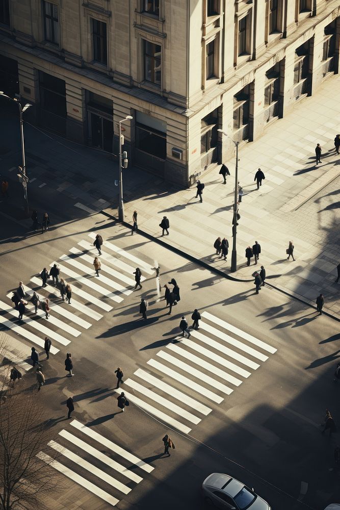 People walking city road crossroad. | Free Photo - rawpixel