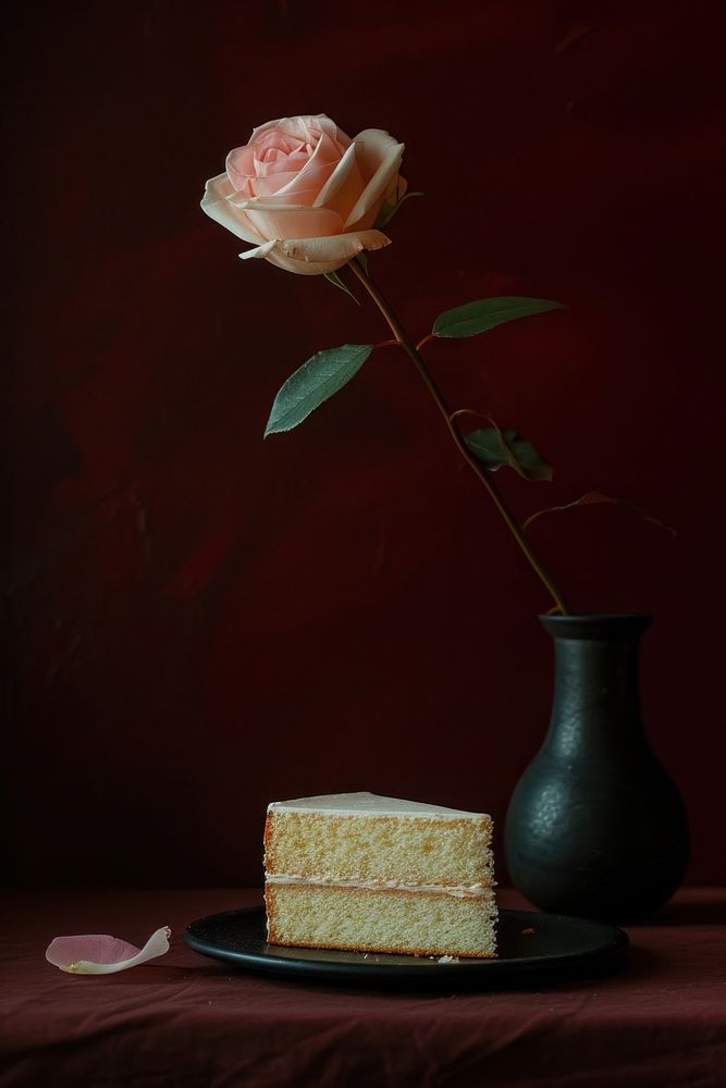 Cake one pink rose tall | Free Photo - rawpixel