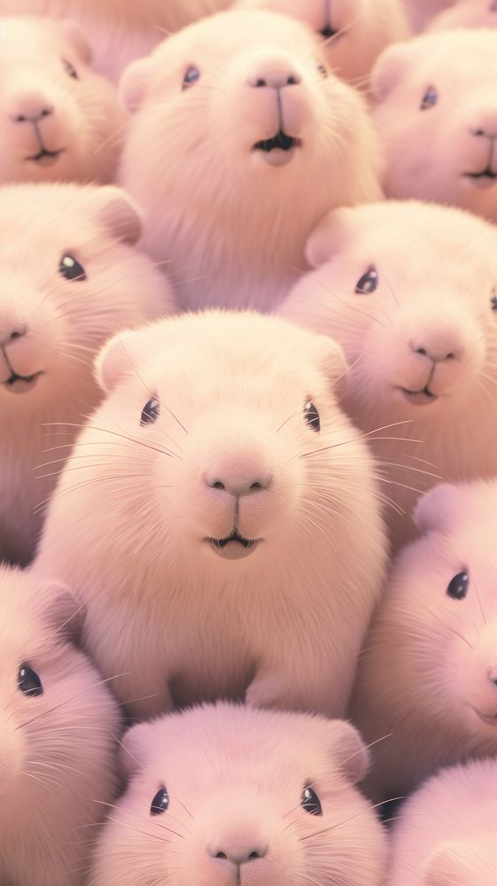 Fluffy pastel capybara cartoon mammal | Free Photo Illustration - rawpixel