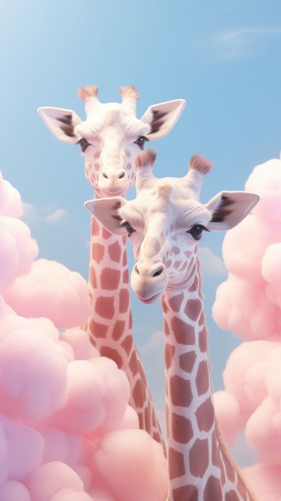Fluffy pastel giraffe cartoon mammal | Free Photo Illustration - rawpixel
