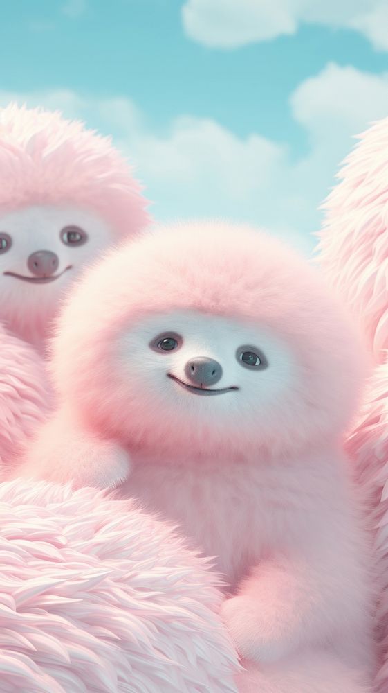 Fluffy pastel sloth animal mammal | Free Photo Illustration - rawpixel