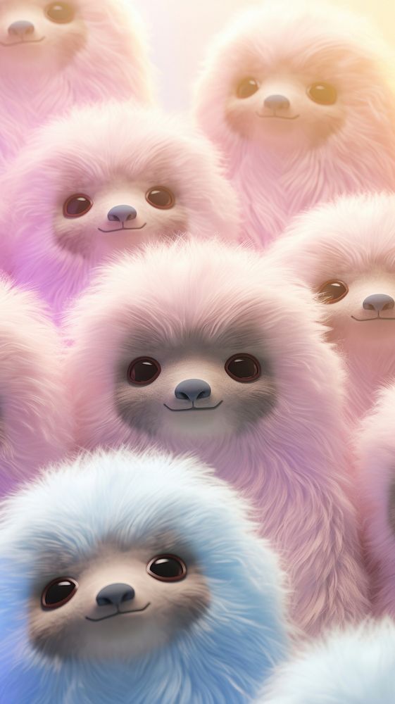 Fluffy pastel sloth animal mammal | Free Photo Illustration - rawpixel