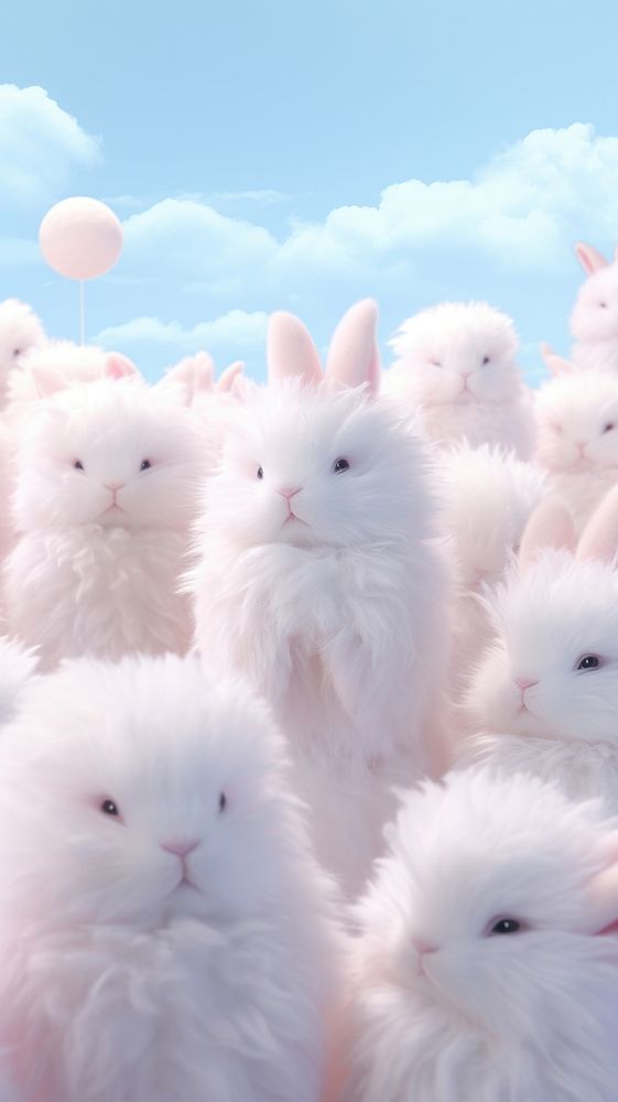 Fluffy pastel rabbit outdoors mammal | Free Photo Illustration - rawpixel