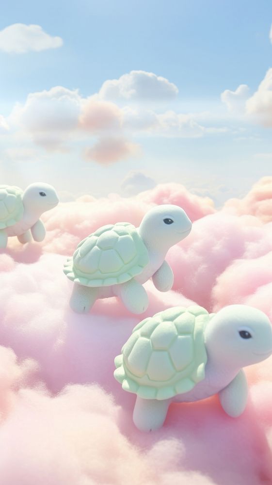 Fluffy pastel turtle outdoors cartoon | Free Photo Illustration - rawpixel