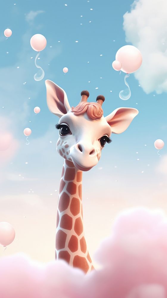 Cute Giraffe dreamy wallpaper giraffe | Premium Photo Illustration ...