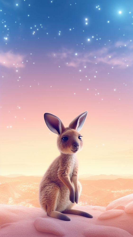 Cute Kangaroo dreamy wallpaper kangaroo | Free Photo Illustration ...