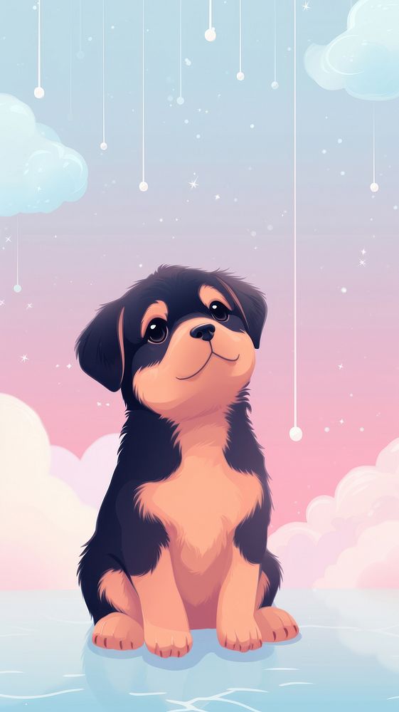 Cute Rottweiler dreamy wallpaper animal | Premium Photo Illustration ...