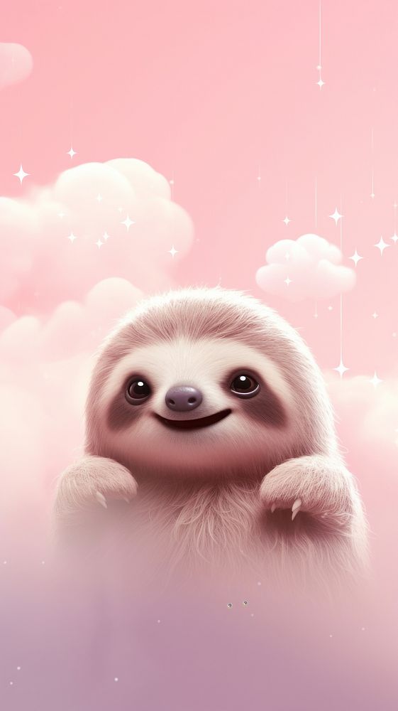 Cute Sloth dreamy wallpaper animal | Free Photo Illustration - rawpixel