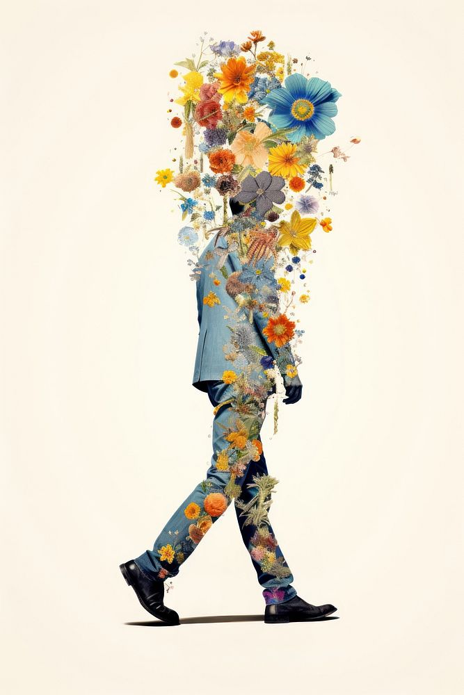 Man walking pattern flower footwear. | Free Photo Illustration - rawpixel