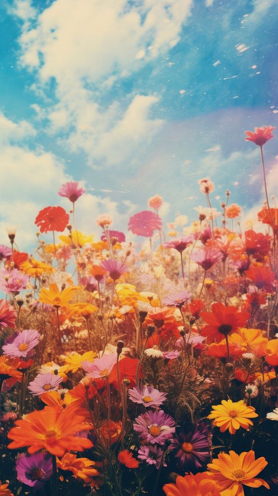 Flower feild Risograph landscape outdoors | Premium Photo Illustration ...