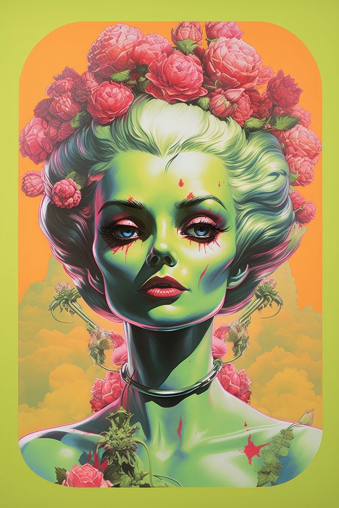 Alien flower crown art portrait | Free Photo Illustration - rawpixel