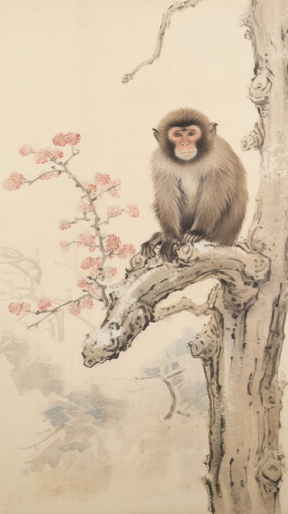 Traditional japanese monkey onsen wildlife | Free Photo Illustration ...