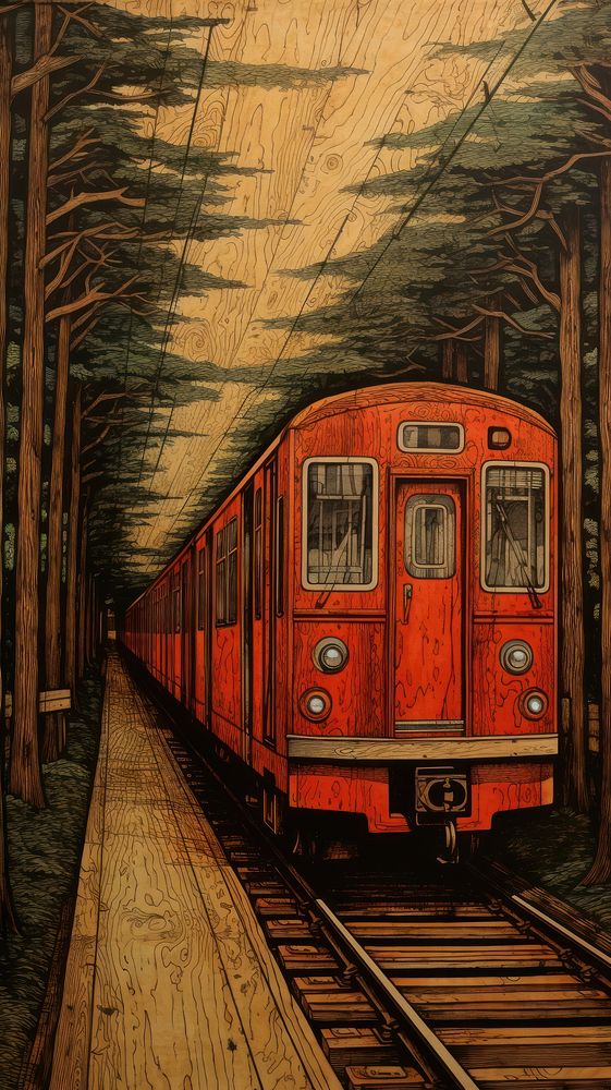 Traditional japanese subway train painting | Free Photo Illustration ...