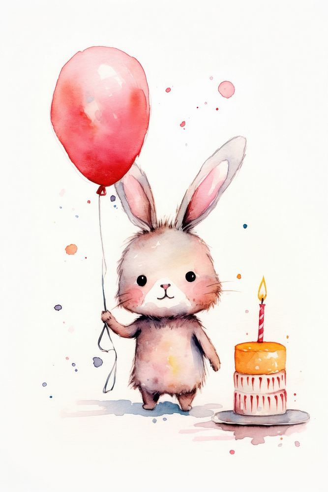 Bunny birthday balloon party. | Premium Photo Illustration - rawpixel