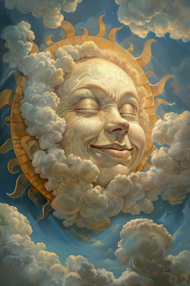 Floating happy face sun clouds | Premium Photo Illustration - rawpixel