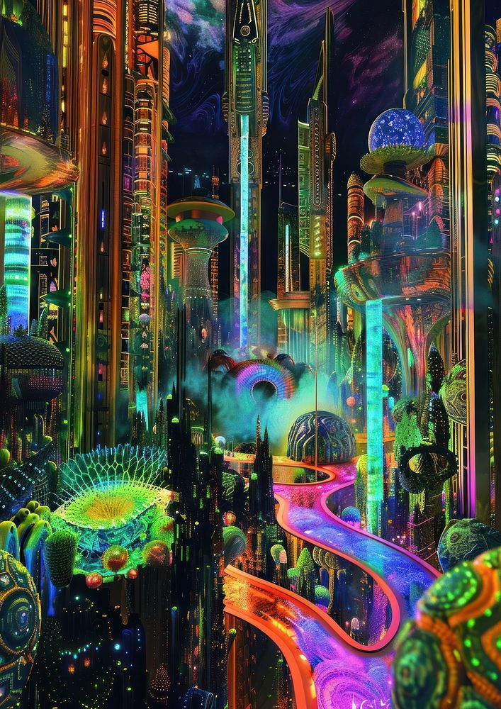 photo cityscape art psychedelic art | Premium Photo - rawpixel