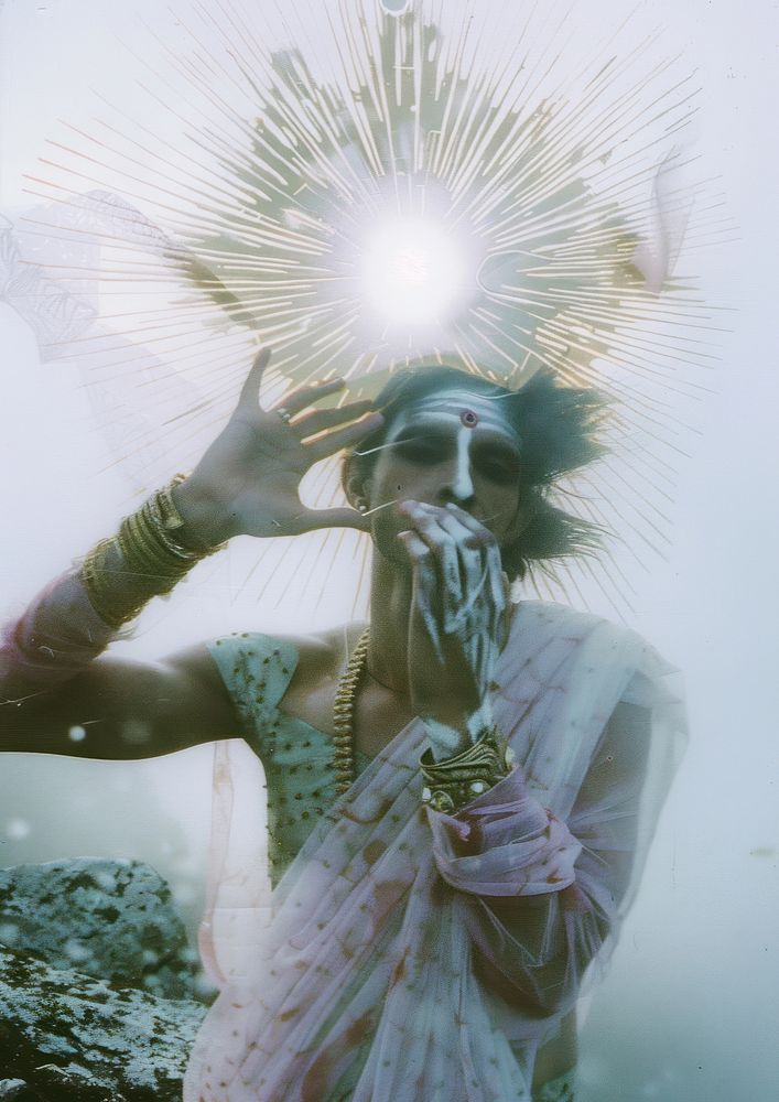 polaroid photo esoteric portrait outdoors | Free Photo - rawpixel