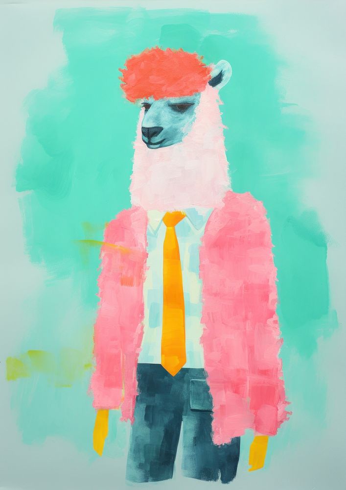 Alpaca art painting mammal. | Free Photo Illustration - rawpixel